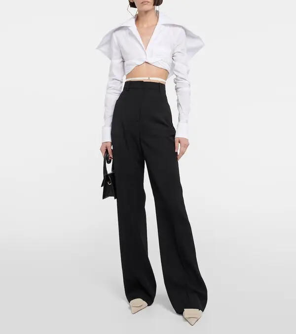 Jacquemus La Chemise Meio Cropped Shirt - White