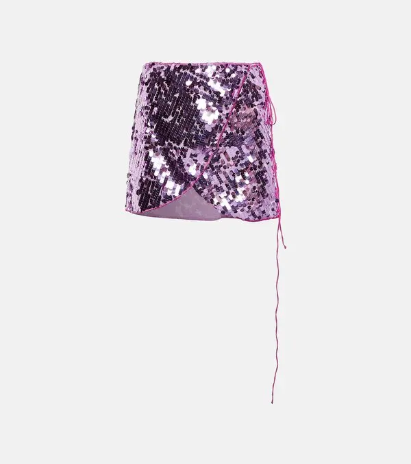 Oseree Lumière Embellished Skirt - Pink