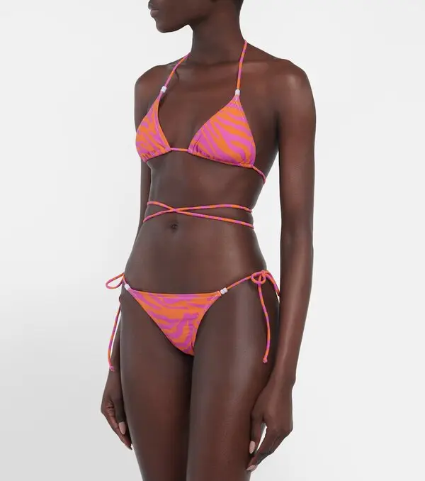 REINA OLGA Miami Zebra-print Bikini Bottoms