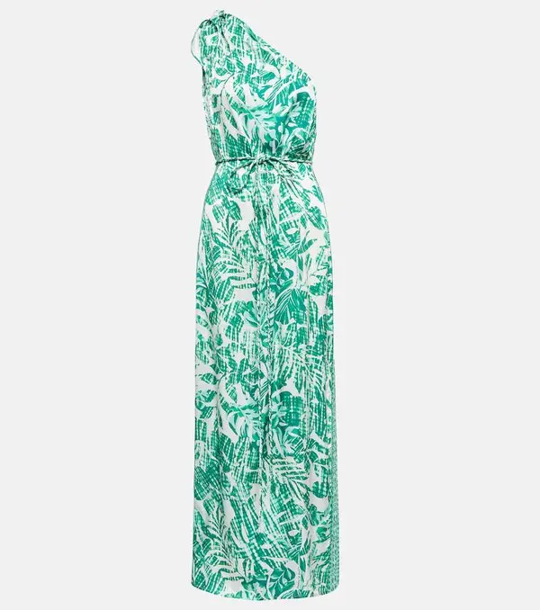 Poupette St Barth Isabelle Printed One-shoulder Kaftan - Green