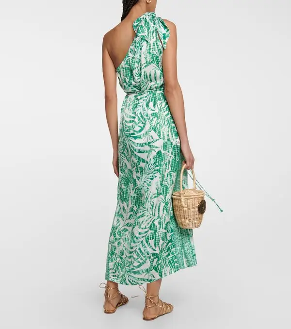 Poupette St Barth Isabelle Printed One-shoulder Kaftan - Green