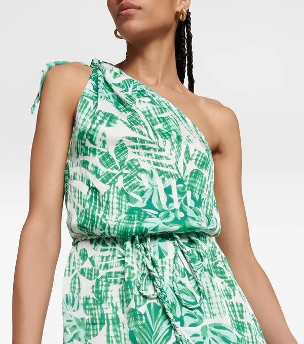 Poupette St Barth Isabelle Printed One-shoulder Kaftan - Green