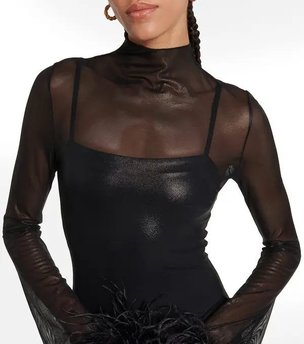 Oseree Feather-trimmed Minidress