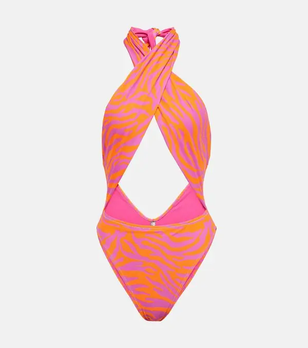 REINA OLGA Italian Stallion Zebra-print Swimsuit - Multicoloured