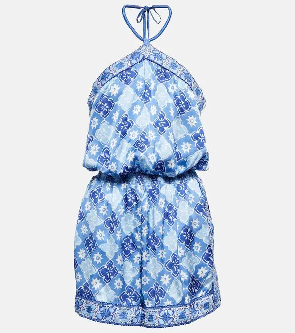 Poupette St Barth Isabelle Printed Halterneck Jumpsuit - Blue