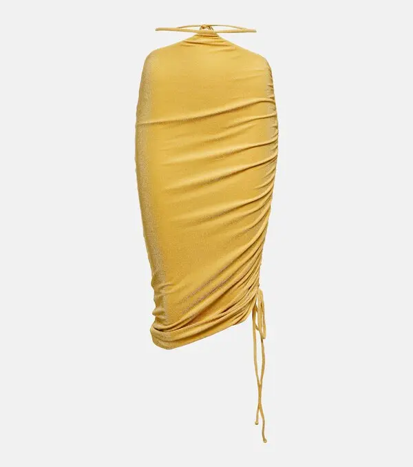 BANANHOT Ariel Ruched Midi Skirt - Gold