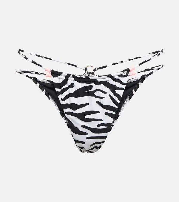 REINA OLGA Theresa Zebra-print Bikini Bottom - Multicoloured