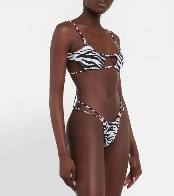 REINA OLGA Theresa Zebra-print Bikini Bottom