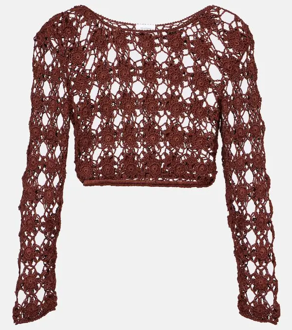 Anna Kosturova Bella Crochet Crop Top - Brown