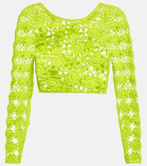 Anna Kosturova Bella Crochet Crop Top - Green