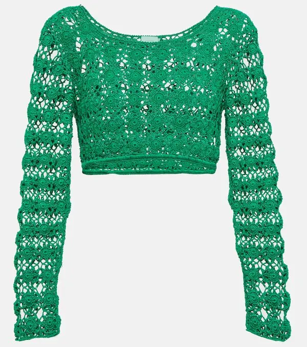 Anna Kosturova Bella Crochet Crop Top - Green