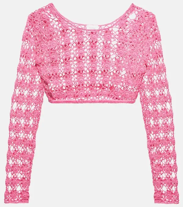 Anna Kosturova Bella Crochet Crop Top - Pink