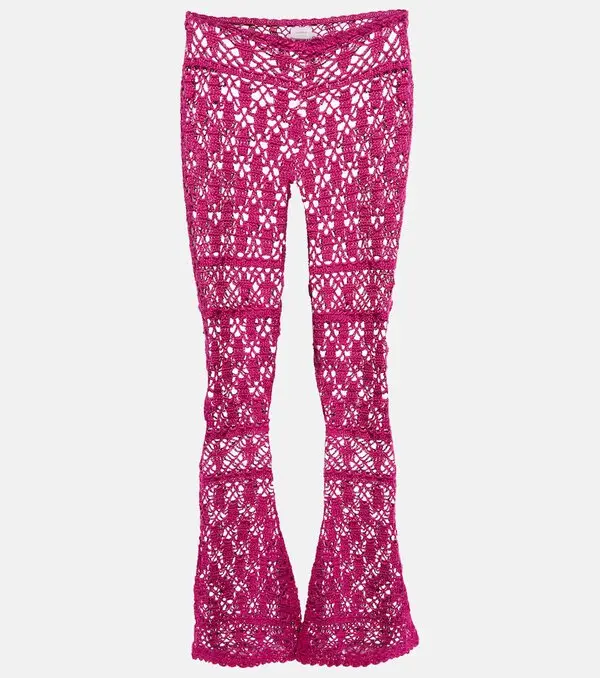 Anna Kosturova Bianca Crochet Flared Pants - Pink