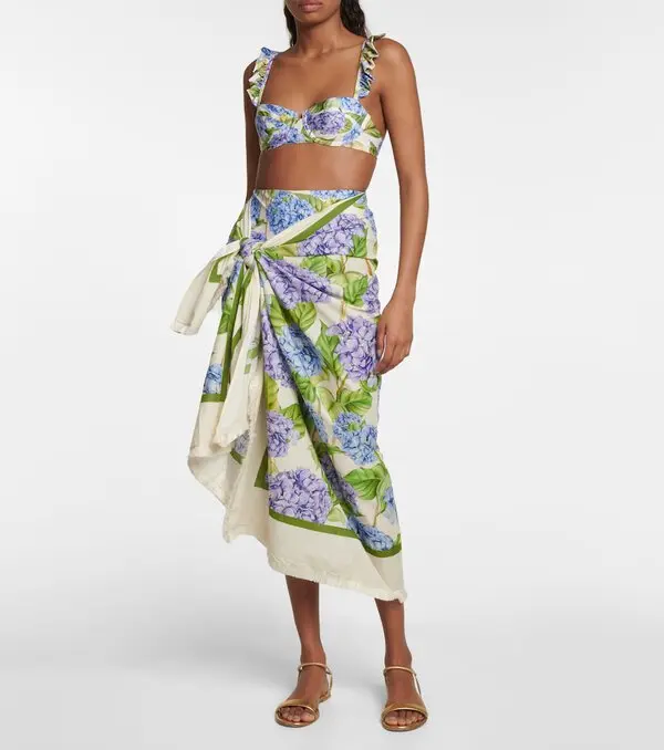 Agua Bendita Orquídea Hortensia Cotton Beach Cover-up