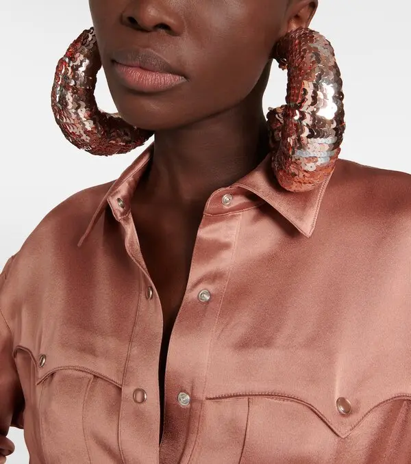 TOM FORD Croissant Sequin Hoop Earrings