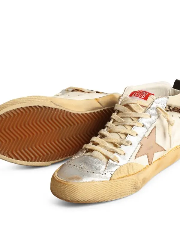 GOLDEN GOOSE Mid Star Mid Top Sneakers - Cream Silver