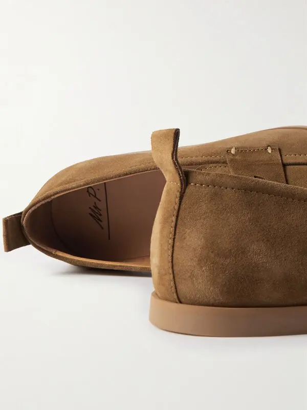 Mr P. Regenerated Penny Loafers in Brown Suede Mr P. - Regenerated Suede by evolo® Penny Loafers - Brown Mr P main image 3