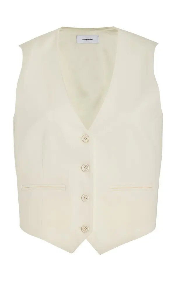 Wardrobe.NYC Cropped Wool Vest - White