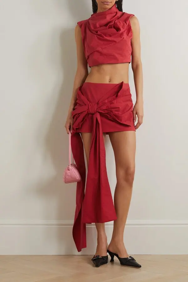 Acne Studios Cropped Draped Cotton-blend Poplin Top