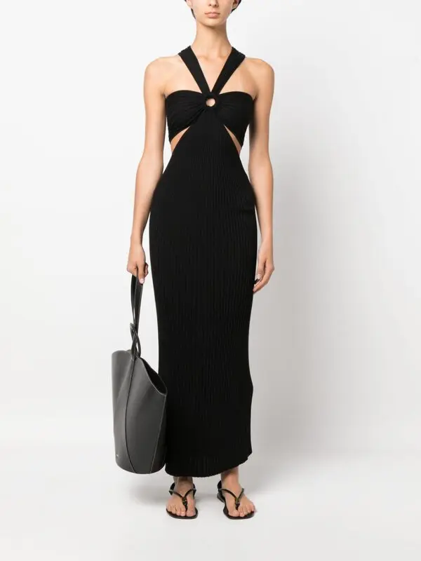Ba&sh Gathered Ribbed-knit Maxi Dress