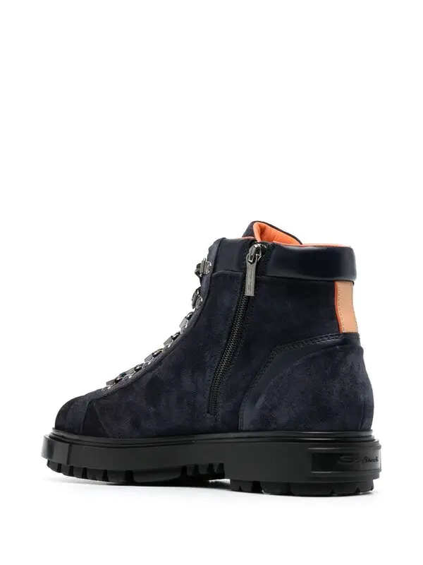 Santoni Suede Lace-up Ankle Boots