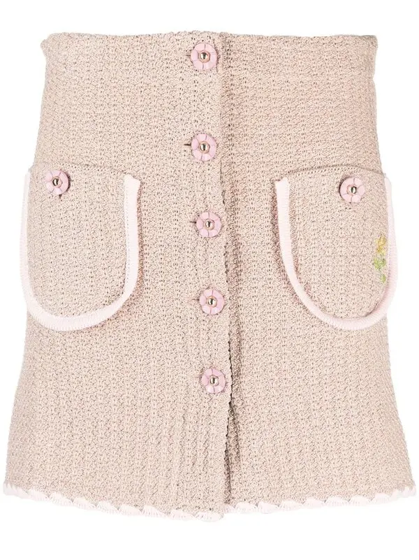 CORMIO Chiara Flower-buttons Mini Skirt - Neutrals