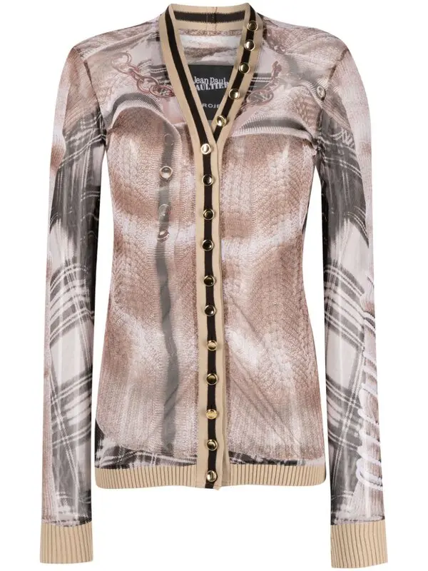 Y/project Trompe L'oeil Mesh Cardigan Top