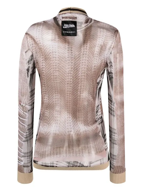 Y/project Trompe L'oeil Mesh Cardigan Top