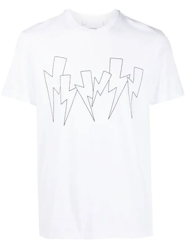 Neil Barrett Thunderbolt-print Crew-neck T-shirt - White