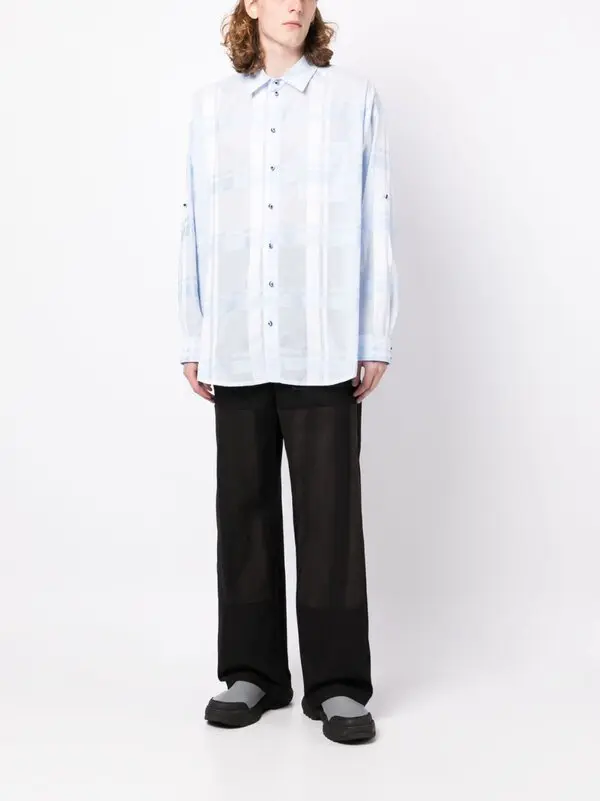 GMBH Semi-sheer Plaid Cotton Shirt