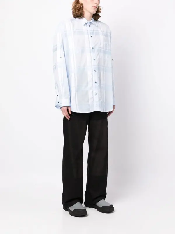 GMBH Semi-sheer Plaid Cotton Shirt