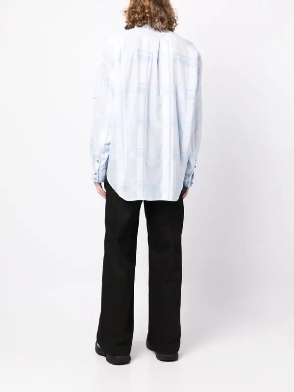 GMBH Semi-sheer Plaid Cotton Shirt