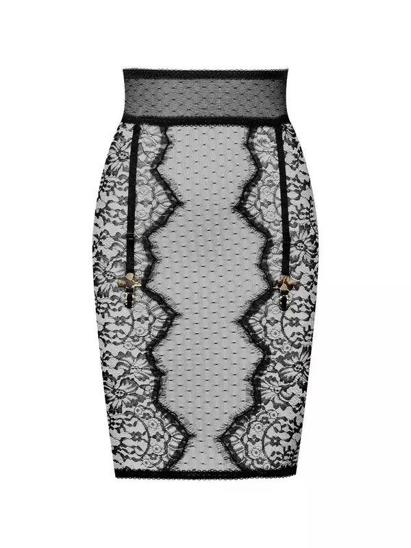 MAISON CLOSE Floral-lace Midi Skirt - Black