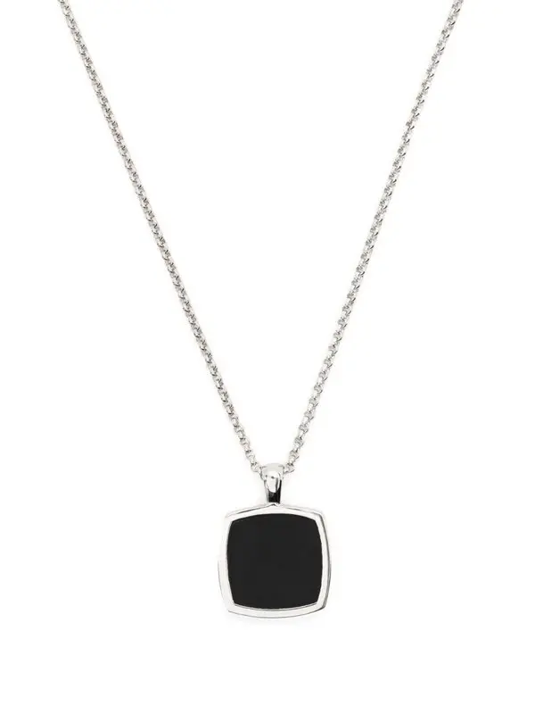 Tom Wood Cushion Onyx Pendant Necklace - Silver
