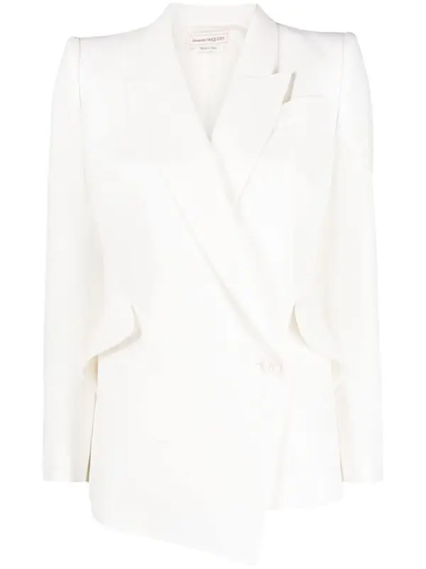 Alexander McQueen Drop-hem Crepe Blazer - White