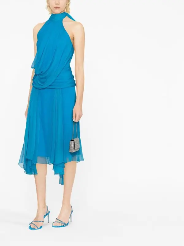 Alberta Ferretti Draped Asymmetrical-hem Dress