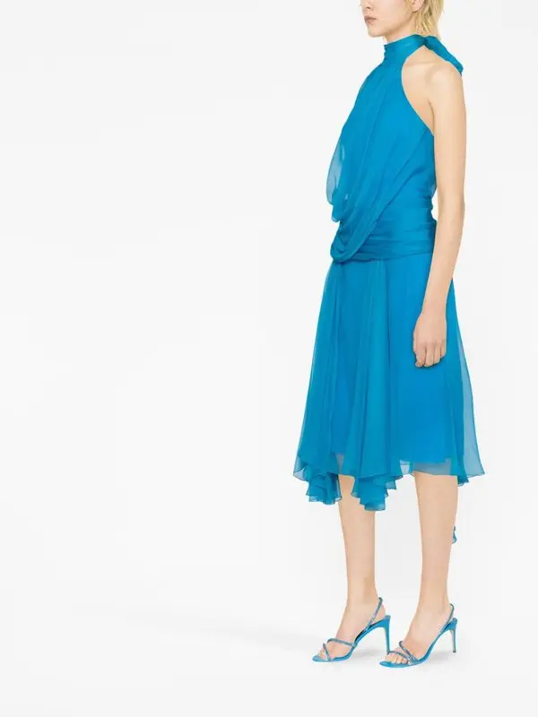 Alberta Ferretti Draped Asymmetrical-hem Dress
