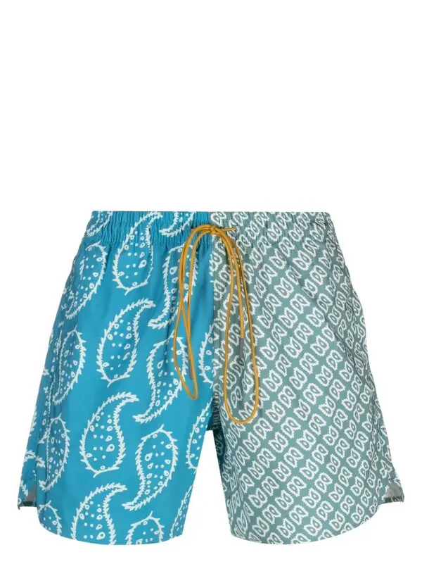 Rhude Graphic-print Drawstring Swim Shorts - Green