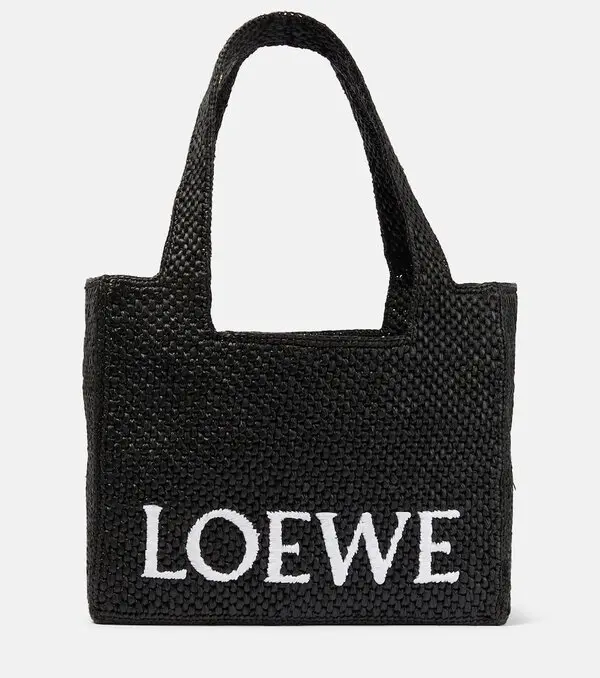 Loewe Medium Raffia Tote Bag - Black