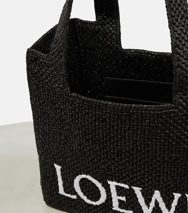 Loewe Medium Raffia Tote Bag - Black
