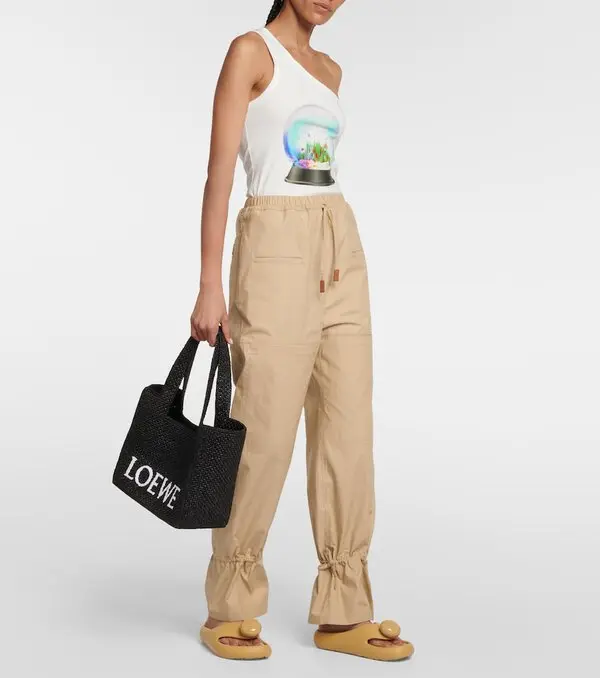 Loewe Medium Raffia Tote Bag - Black