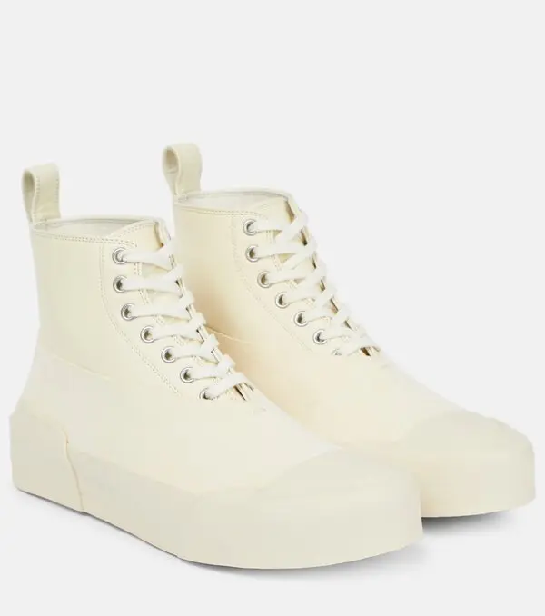 JIL SANDER Leather High-top Sneakers - White