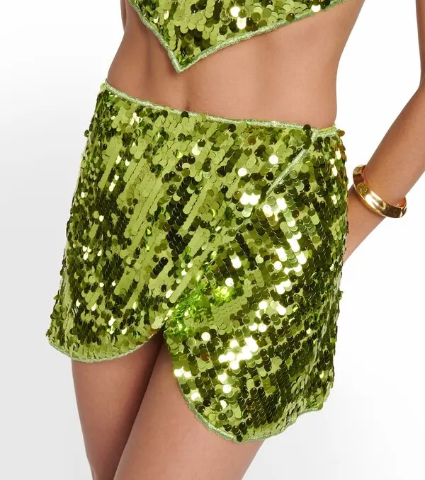 Oseree Sequin-Embellished Mini Skirt In Green 30% Off Editorialist