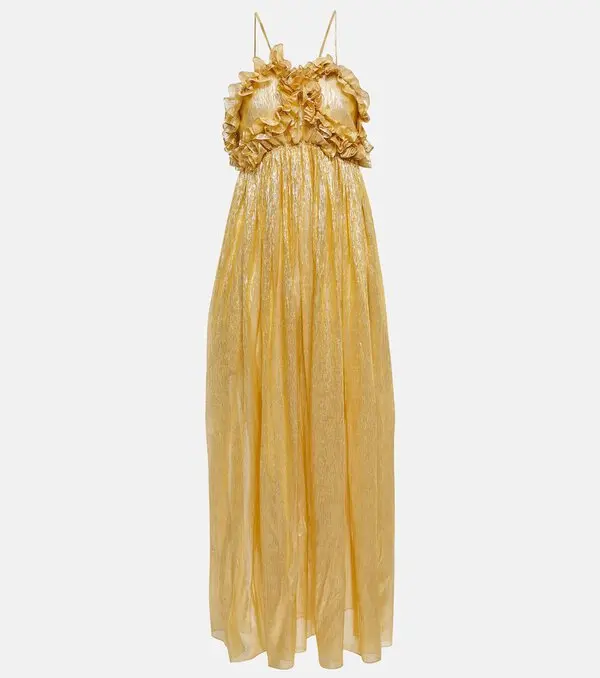 PETAR PETROV Allas Silk-blend Maxi Dress - Gold