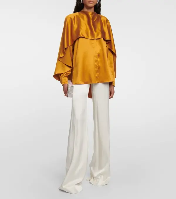 ROKSANDA Kata Draped Silk Satin Top