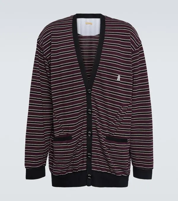 Undercover Striped Cotton Cardigan - Red