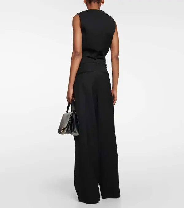 Wardrobe.NYC Pleated Wide-leg Wool Trousers - Black