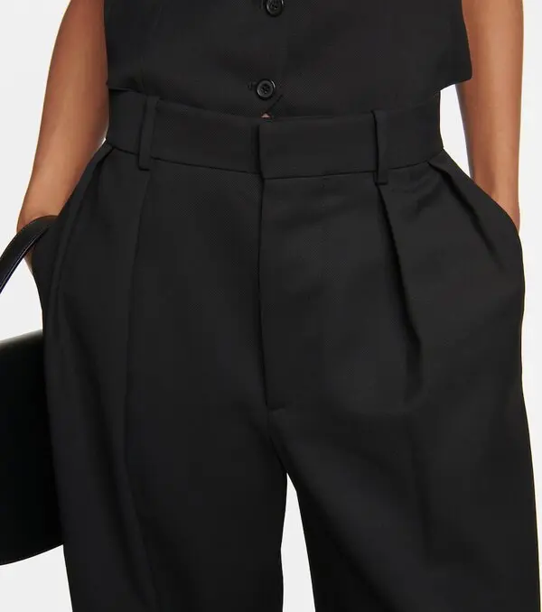 Wardrobe.NYC Pleated Wide-leg Wool Trousers - Black