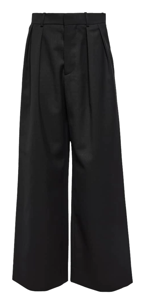 Wardrobe.NYC Pleated Wide-leg Wool Trousers - Black