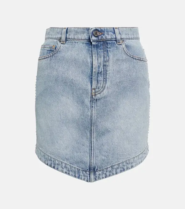 Alexandre Vauthier Embellished Denim Miniskirt - Blue